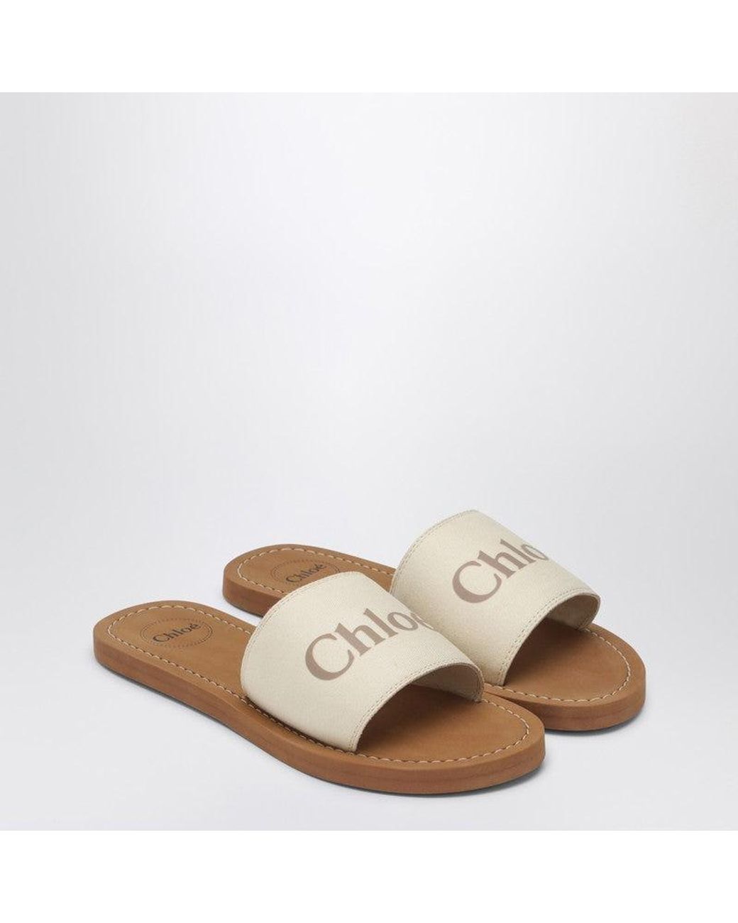 Chloé Ivory/ Clogs With Logo in Natural | Lyst
