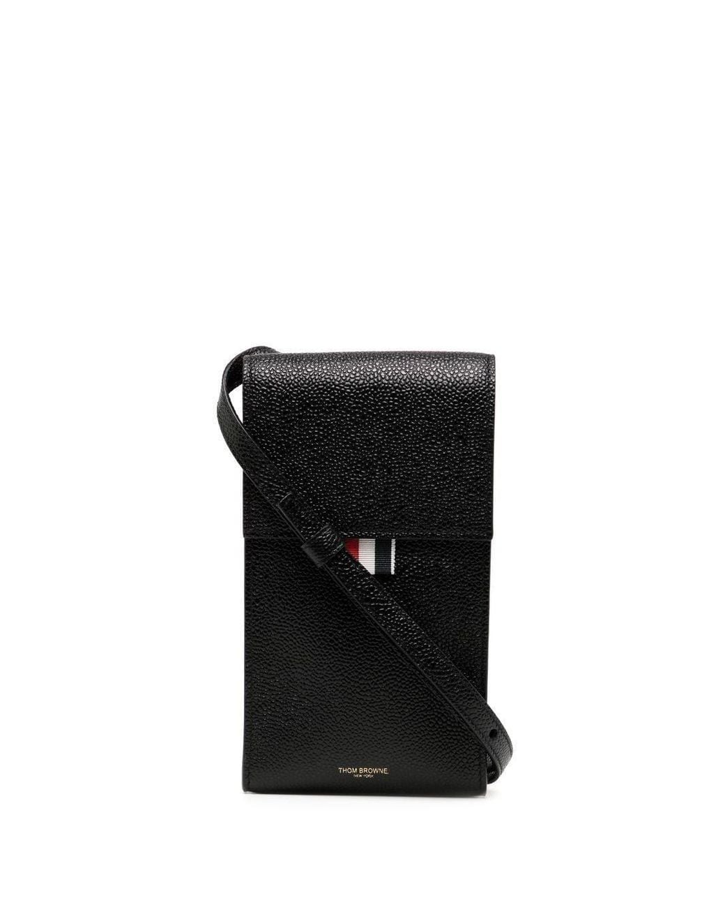 Thom Browne Crossbody Phone Holder W/ Flap in Black | Lyst