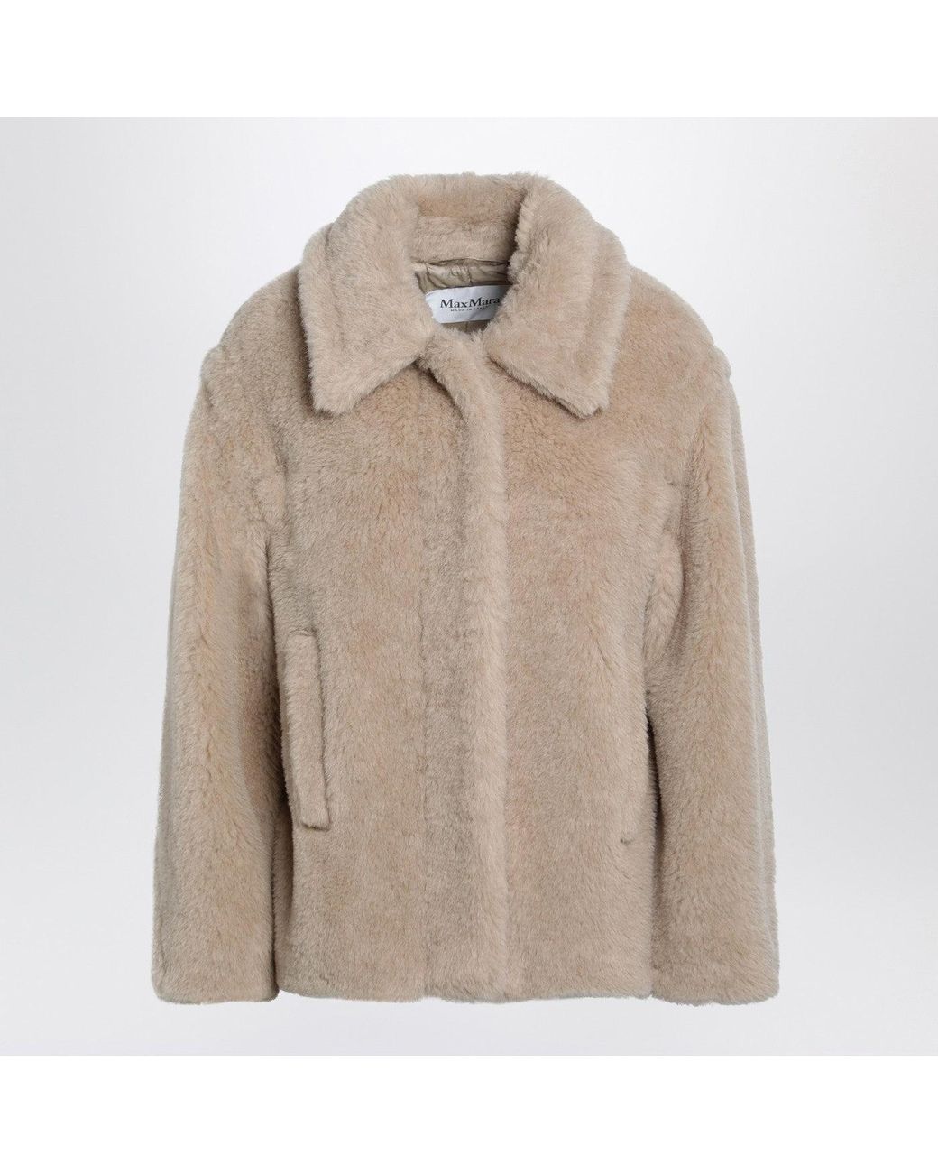 Max Mara Light Alpaca And Wool Teddy Cropped Coat in Natural | Lyst UK