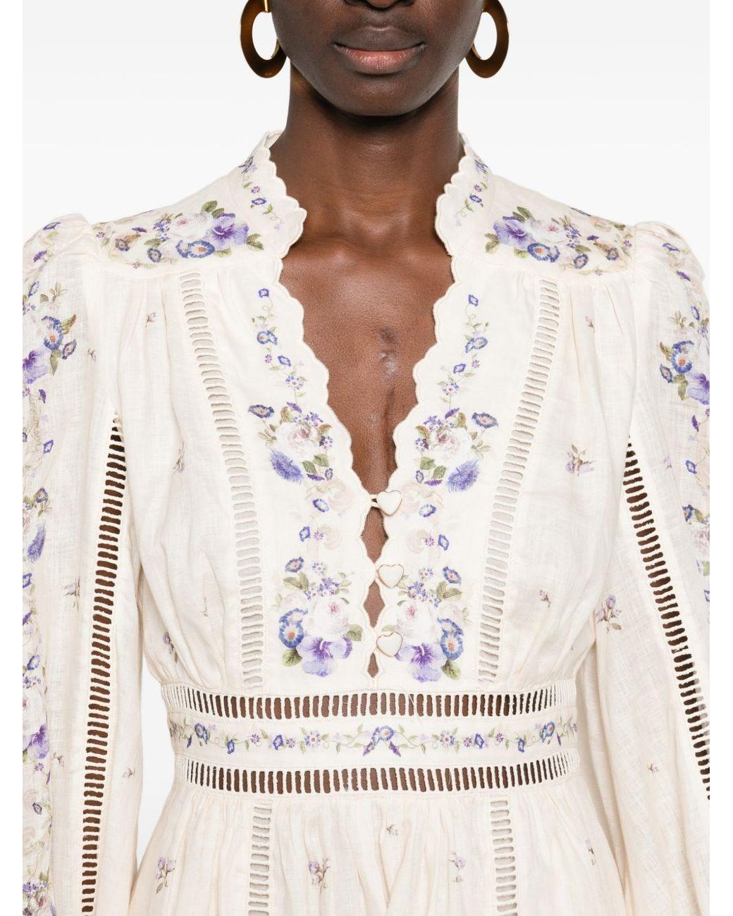 Zimmermann "Patience" Dress in Natural | Lyst UK