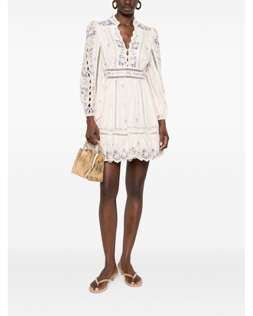 Zimmermann "Patience" Dress in Natural | Lyst UK