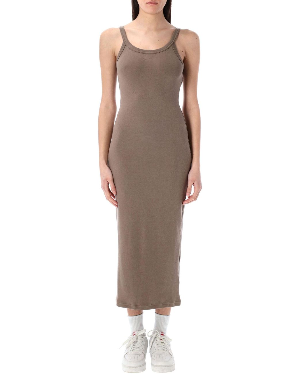 Nike Tight Mini-Rib Tank in Brown | Lyst UK