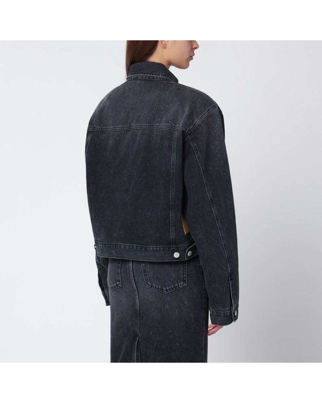 Haikure Washed Effect Renee Denim Jacket in Black | Lyst