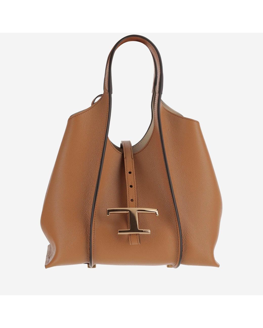 Tod's Timeless Leather Mini T Hobo Bag in Brown | Lyst
