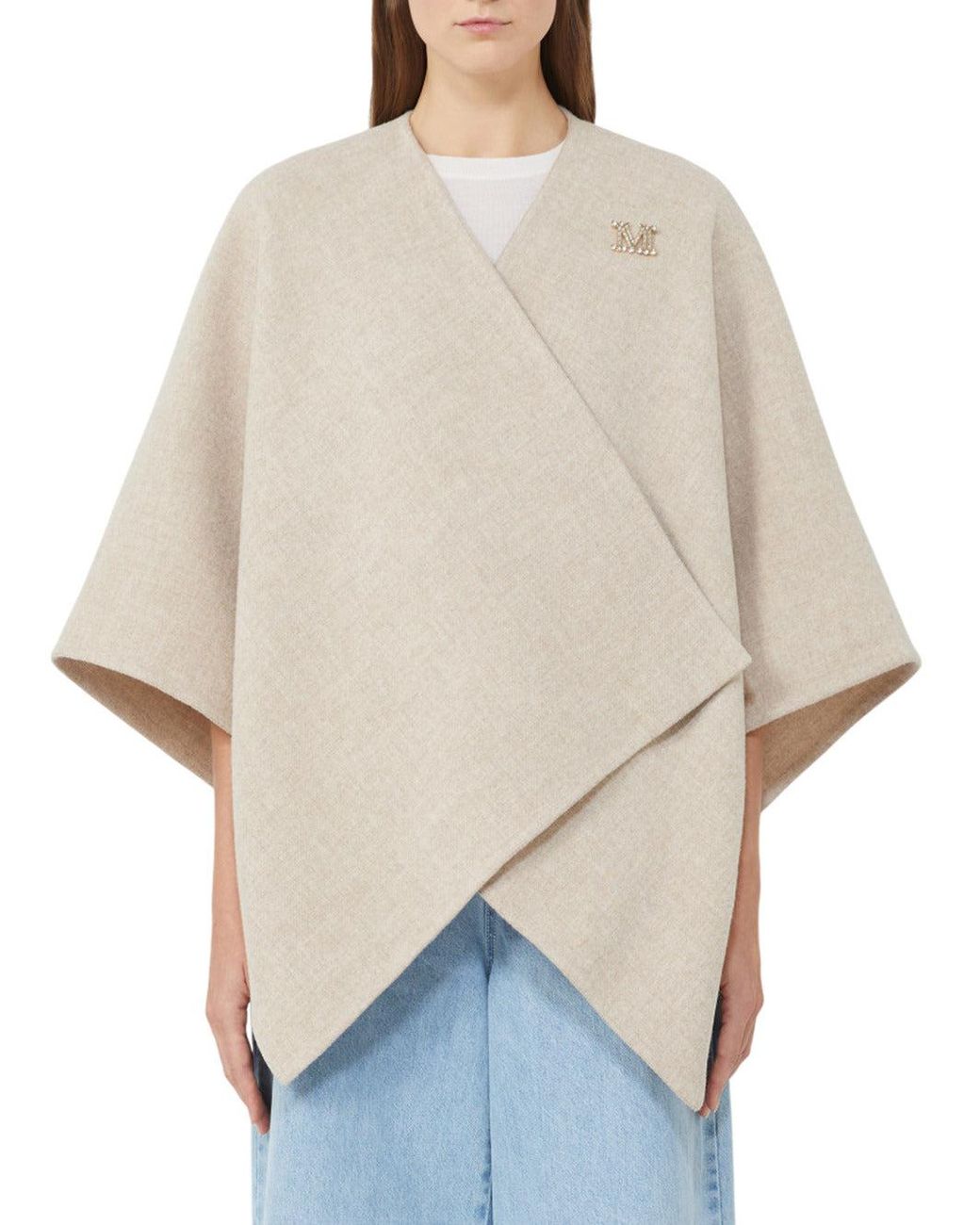 Max Mara Short Cape With A Rectangular Design, Can Be Worn Closed With ...