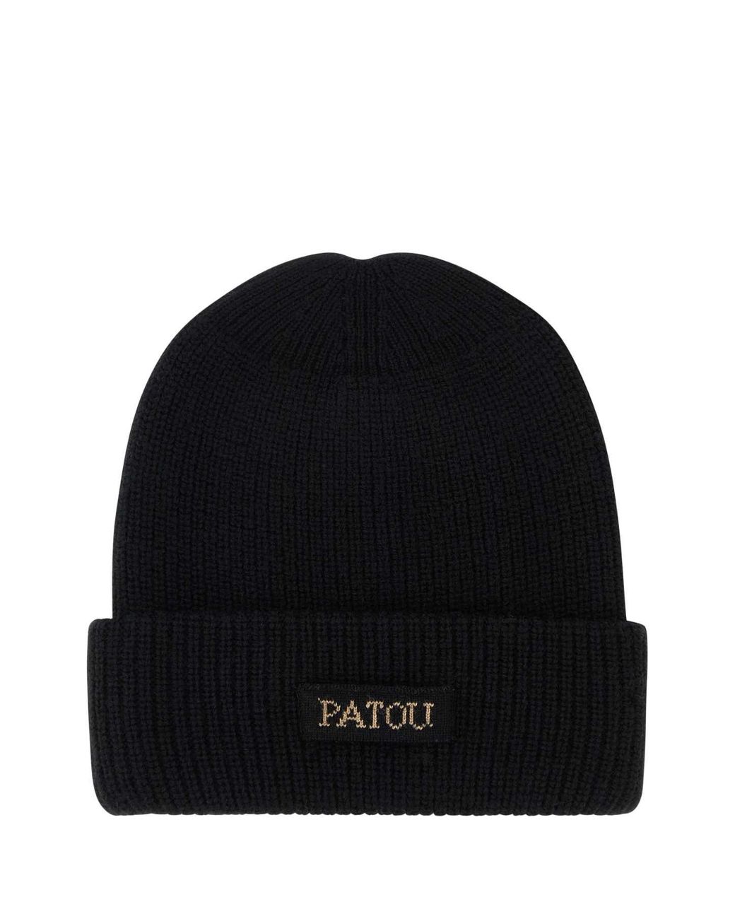 Patou Wool Beanie Hat in Black for Men | Lyst UK
