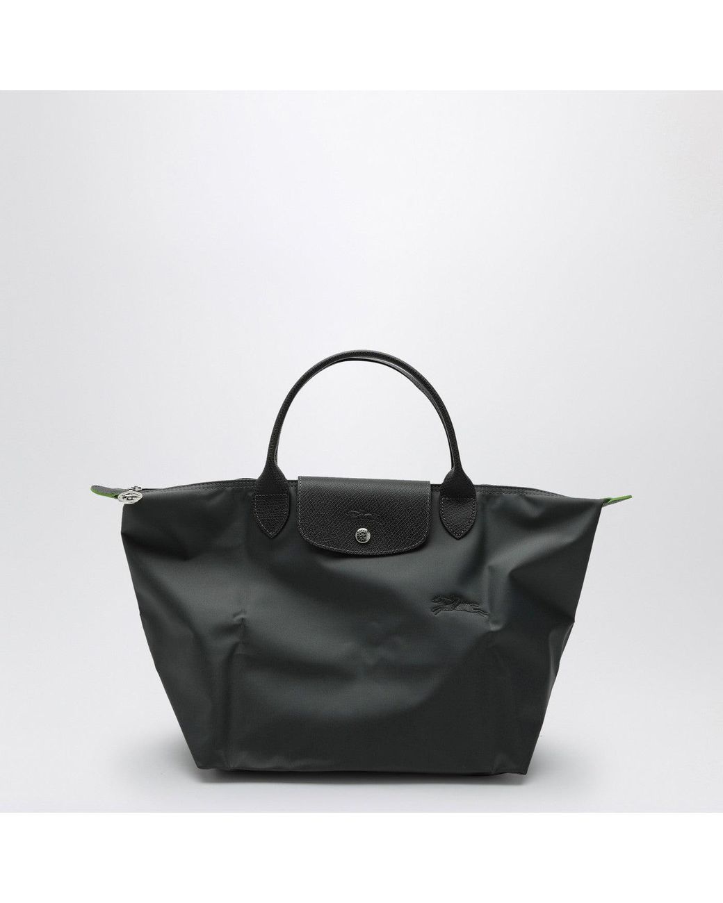 Longchamp Graphite-Coloured M Le Pliage Bag in Black | Lyst