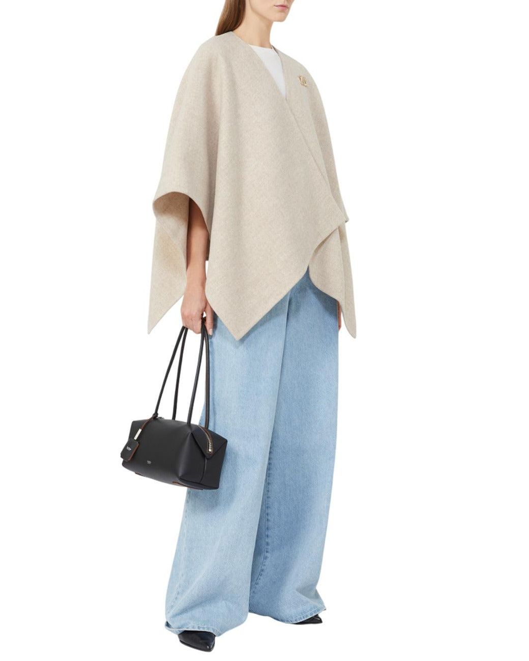 Max Mara Short Cape With A Rectangular Design, Can Be Worn Closed With ...