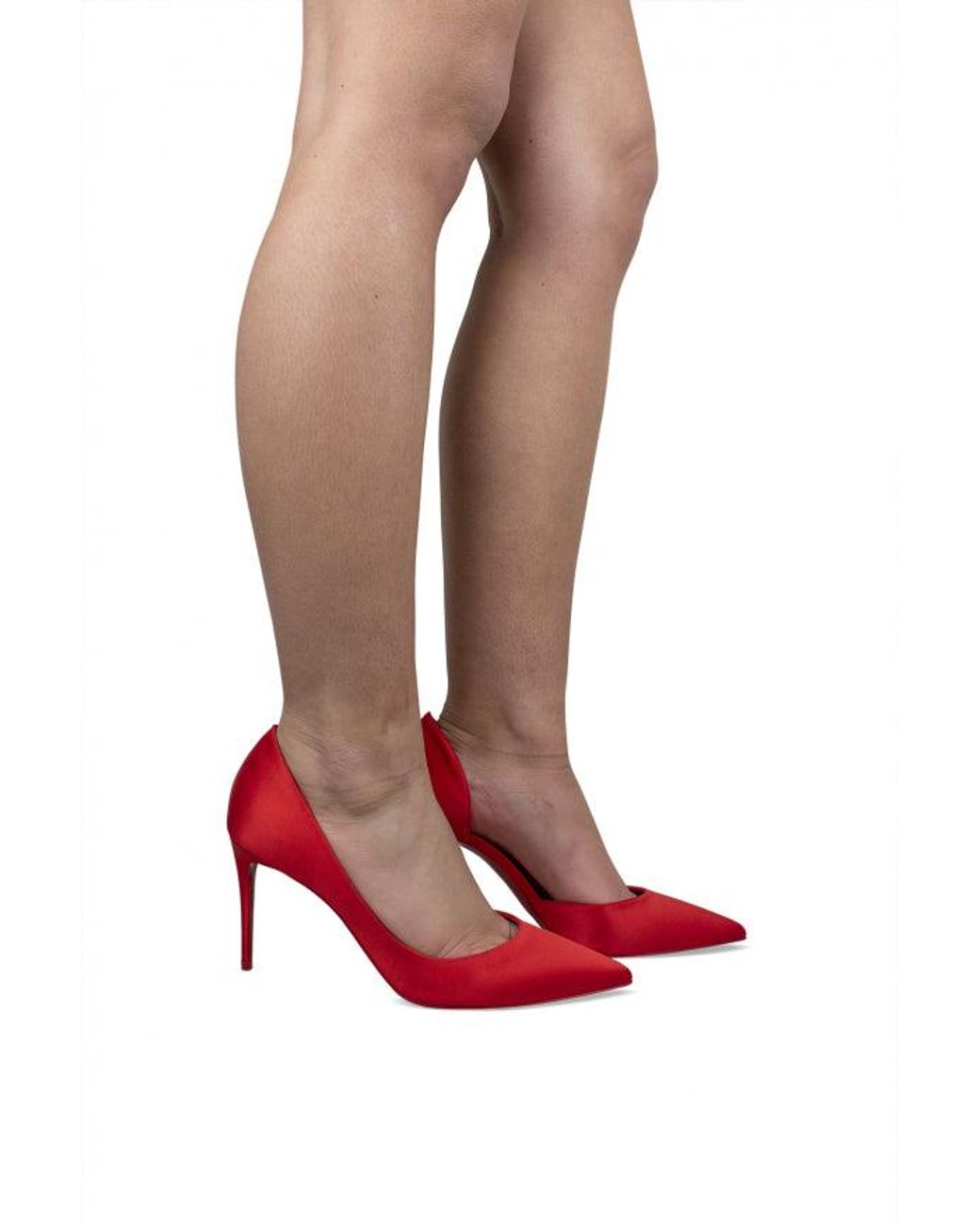 Christian Louboutin Iriza Satin Pointed-Toe Pumps in Red | Lyst