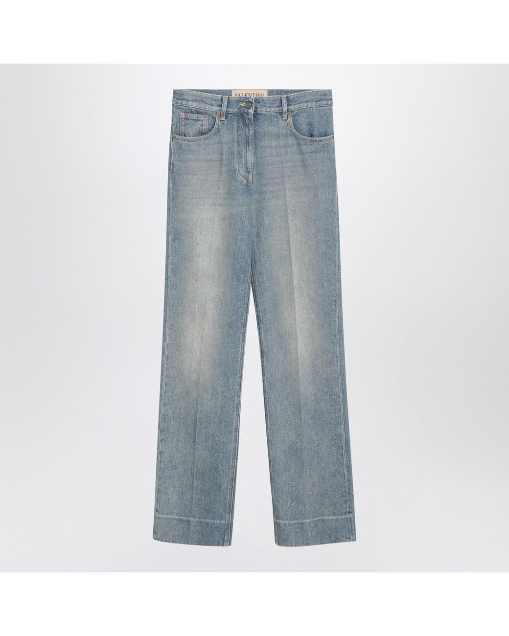 Valentino Light Washed Effect Jeans in Blue | Lyst UK