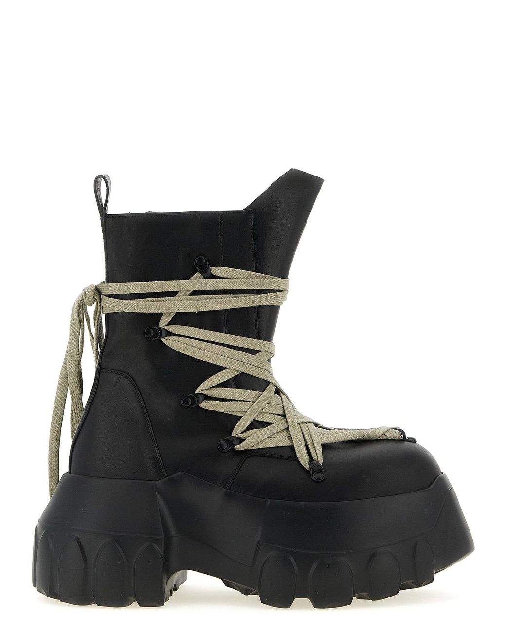 Rick Owens 'Megalaced Mega Tractor' Combat Boots in Black for Men | Lyst