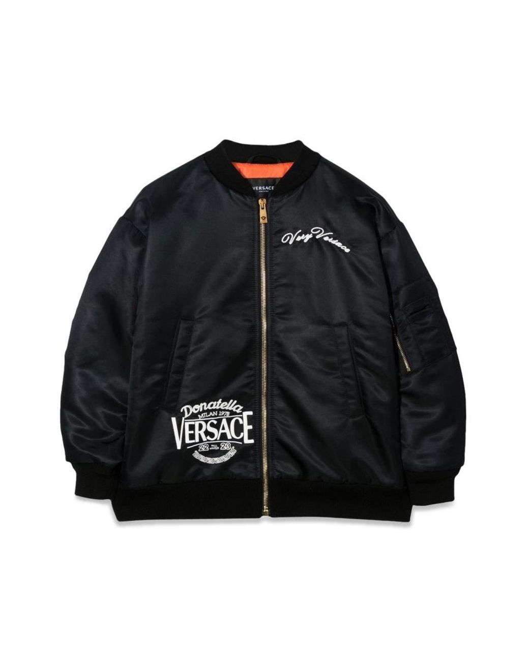 Versace Mini Embroidered Bomber Jacket in Black | Lyst UK