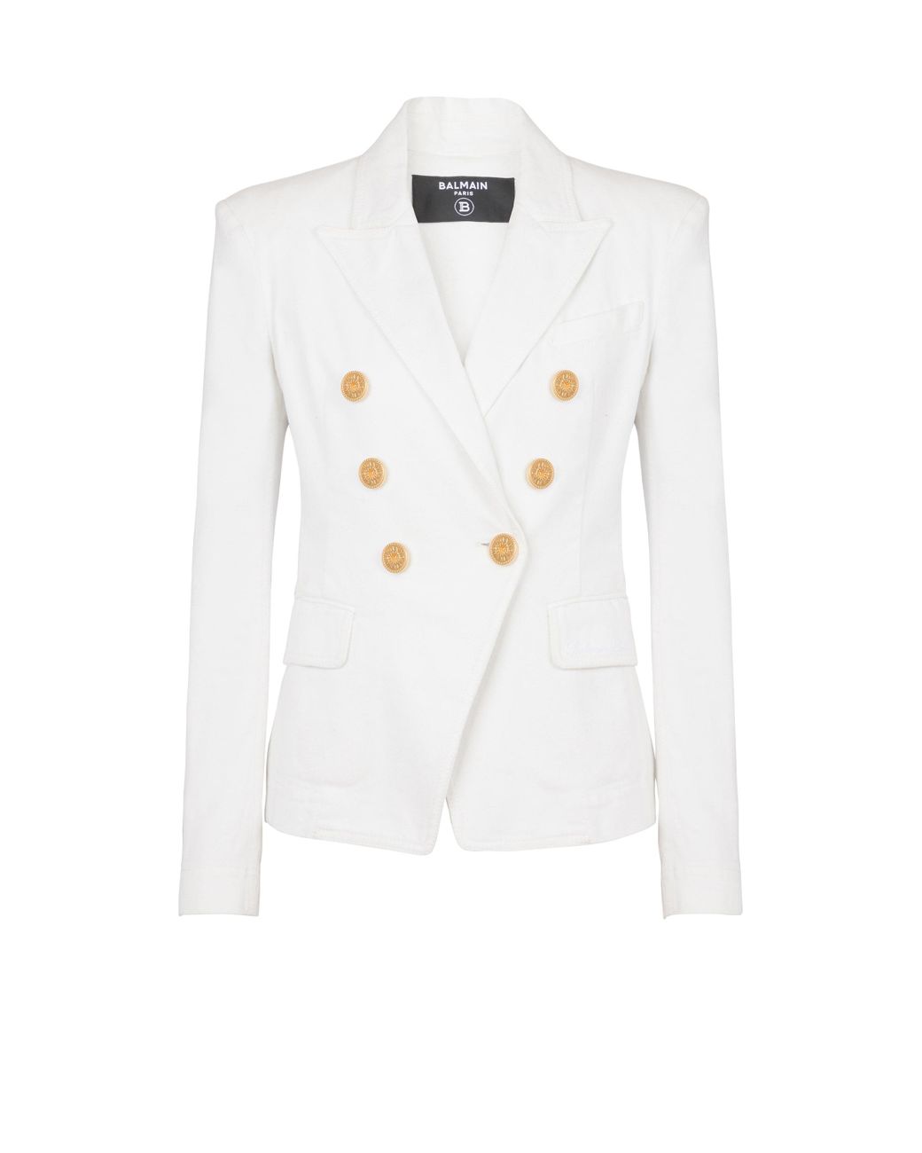 Balmain 6-Button Denim Jacket in White | Lyst