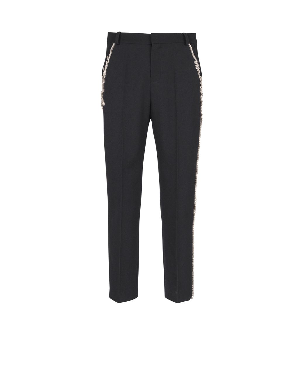 Balmain Embroidered Tailored Grain De Poudre Trousers in Blue for Men ...