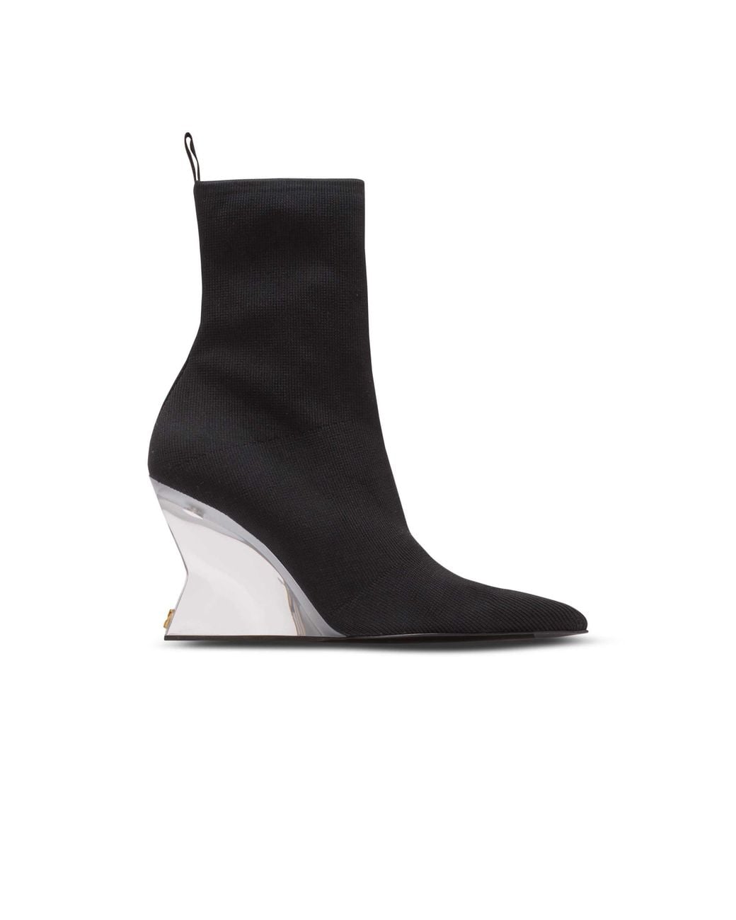Balmain Wedge Knit Ankle Boots in Black | Lyst