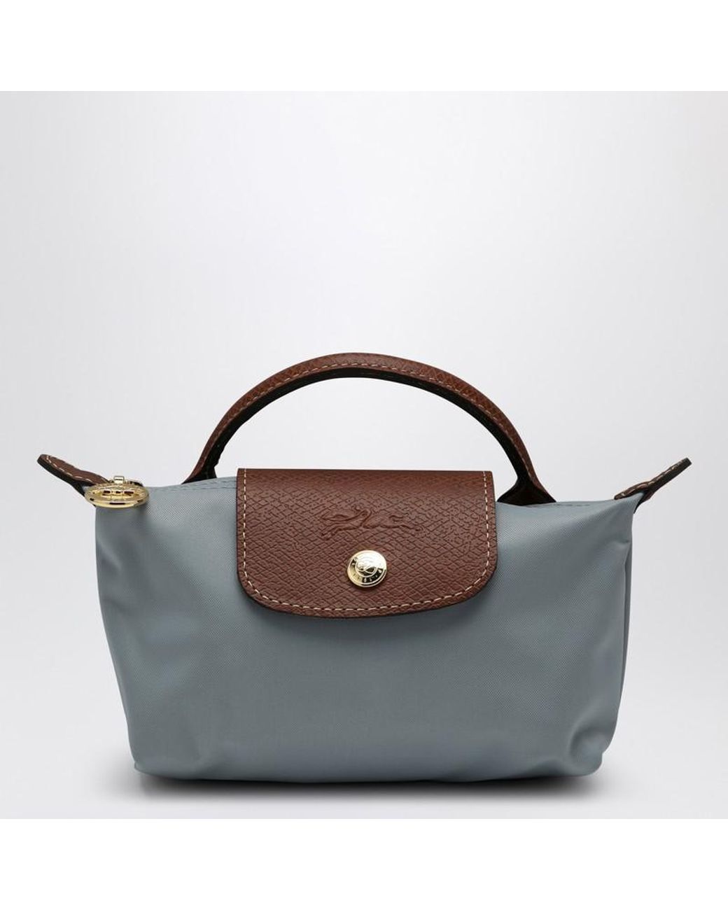 Longchamp Le Pliage Original Steel-Coloured Clutch Bag in Blue | Lyst
