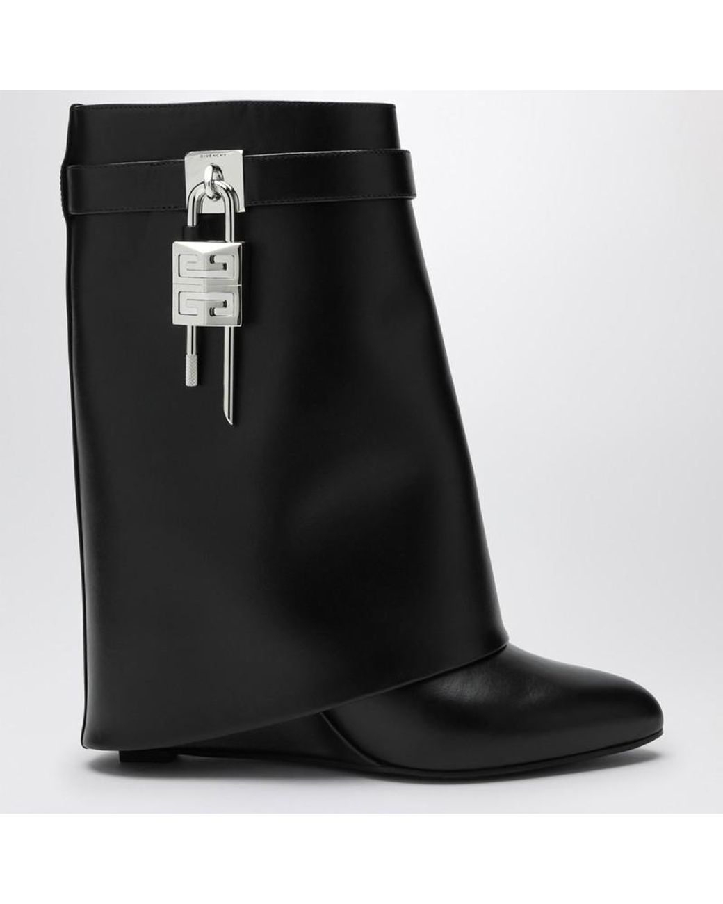 Givenchy Leather Shark Lock Wedge Booties in Black | Lyst