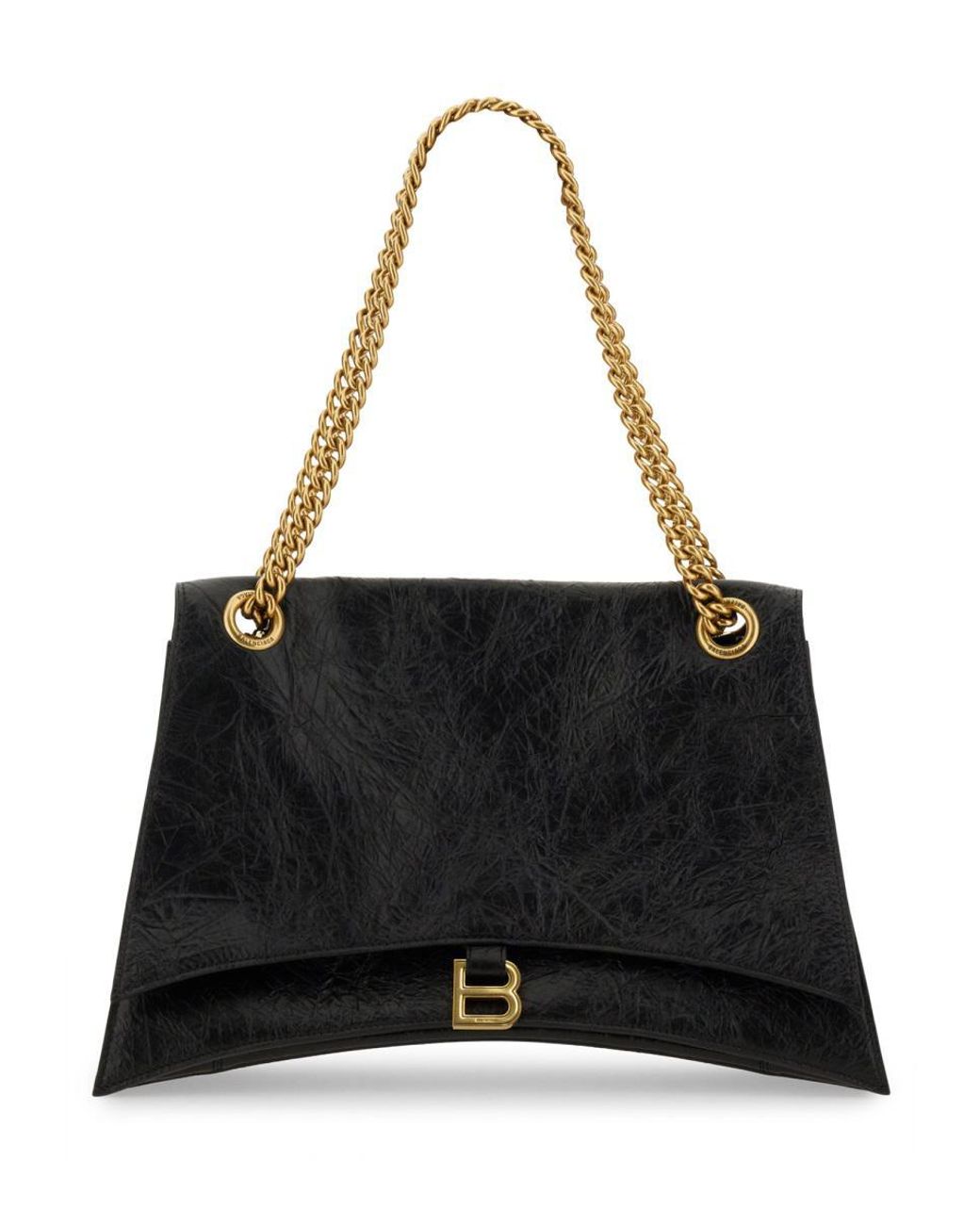 Balenciaga Large Bag With Chain Crush in Black | Lyst