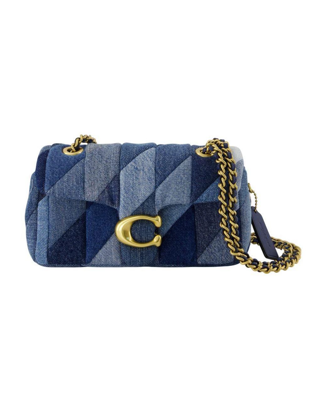 COACH Patchwork Denim Tabby Shoulder Bag 20 in Blue | Lyst