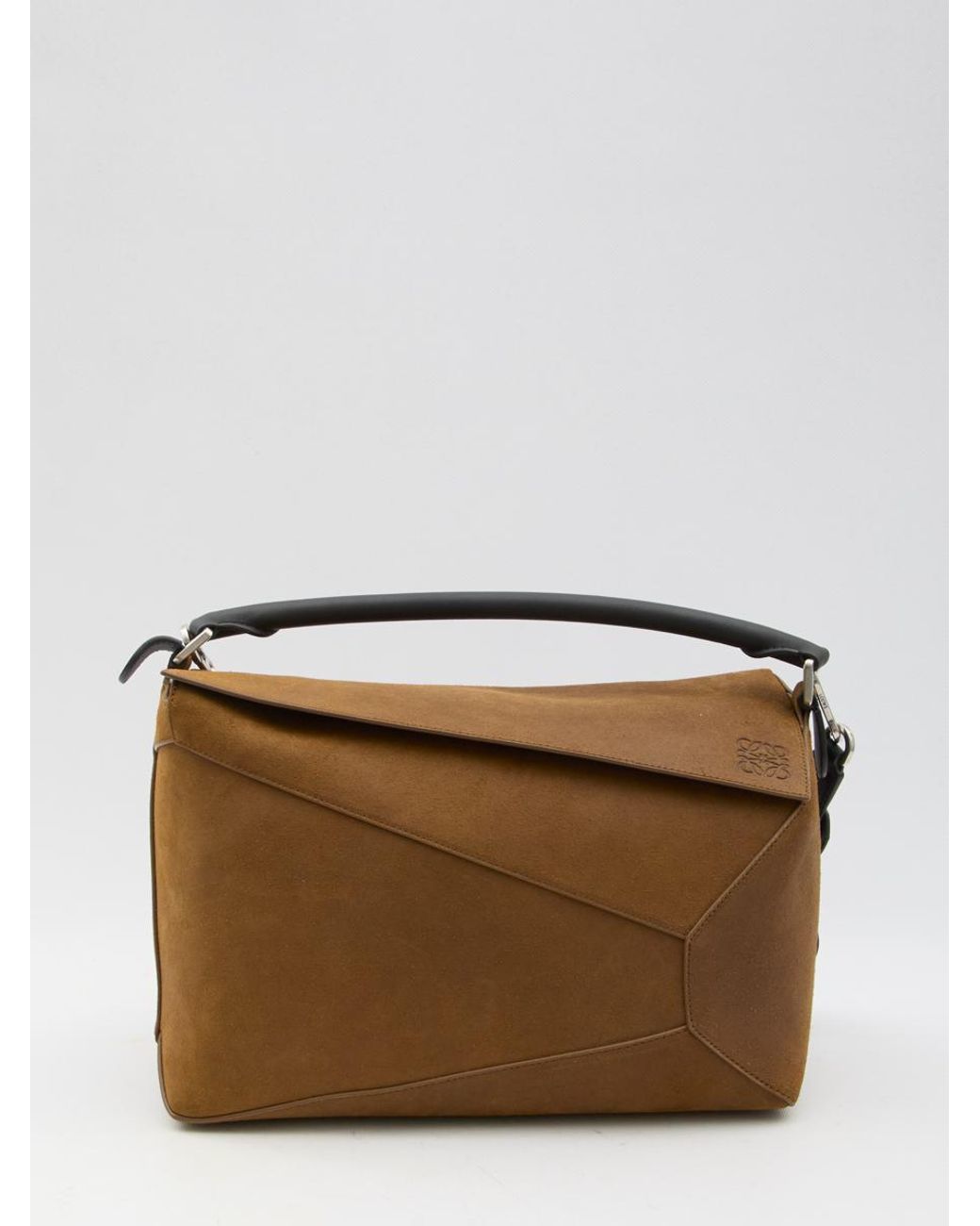 Loewe Suede Geometric Puzzle Top-Handle Bag in Brown | Lyst