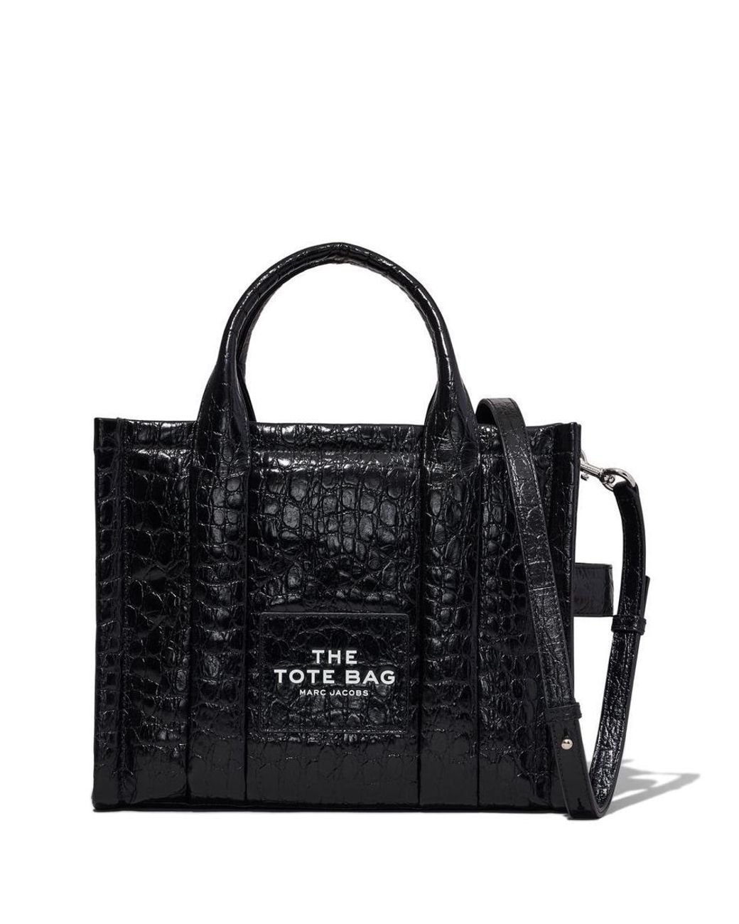 Marc Jacobs Croc Embossed Mini Tote Bag in Black | Lyst UK