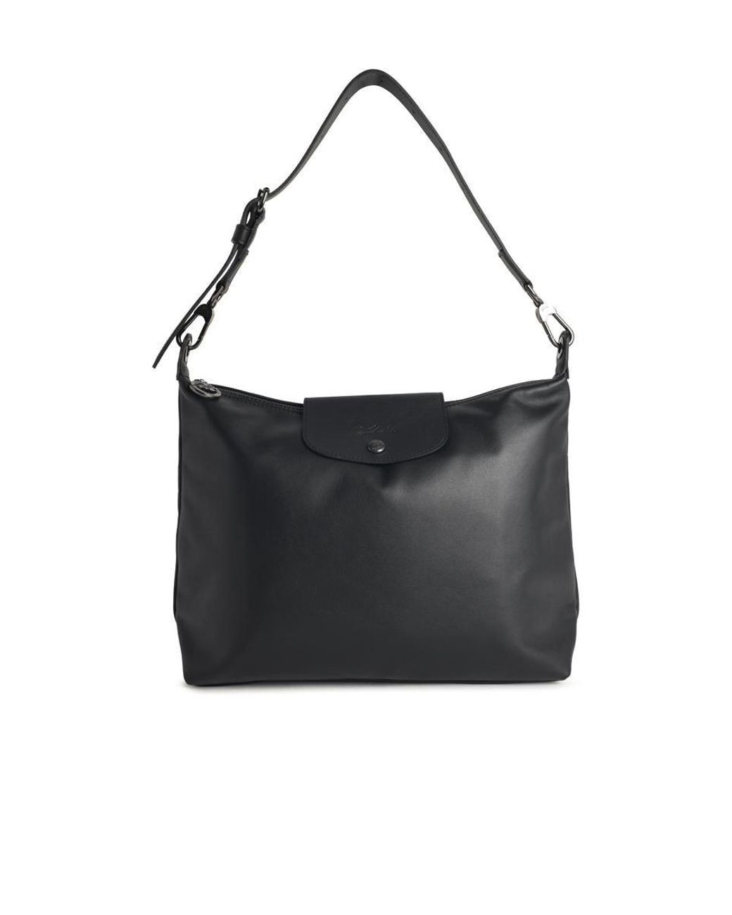 Longchamp 'M Le Pliage Xtra' Leather Hobo Bag in Black | Lyst