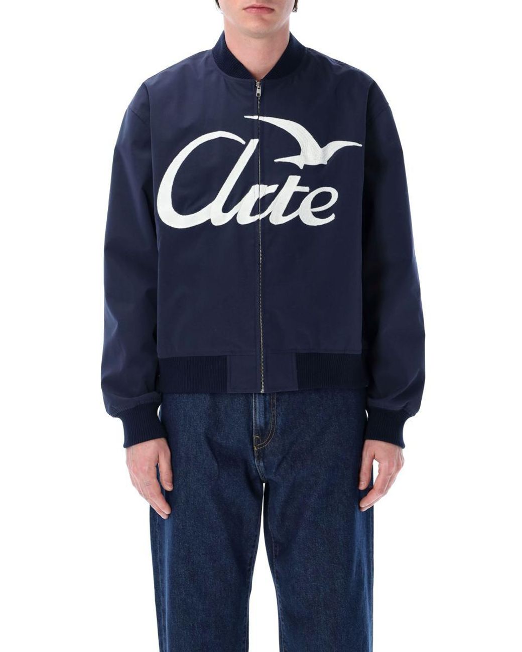 Arte' Logo Bird Bomber Jacket in Blue for Men | Lyst