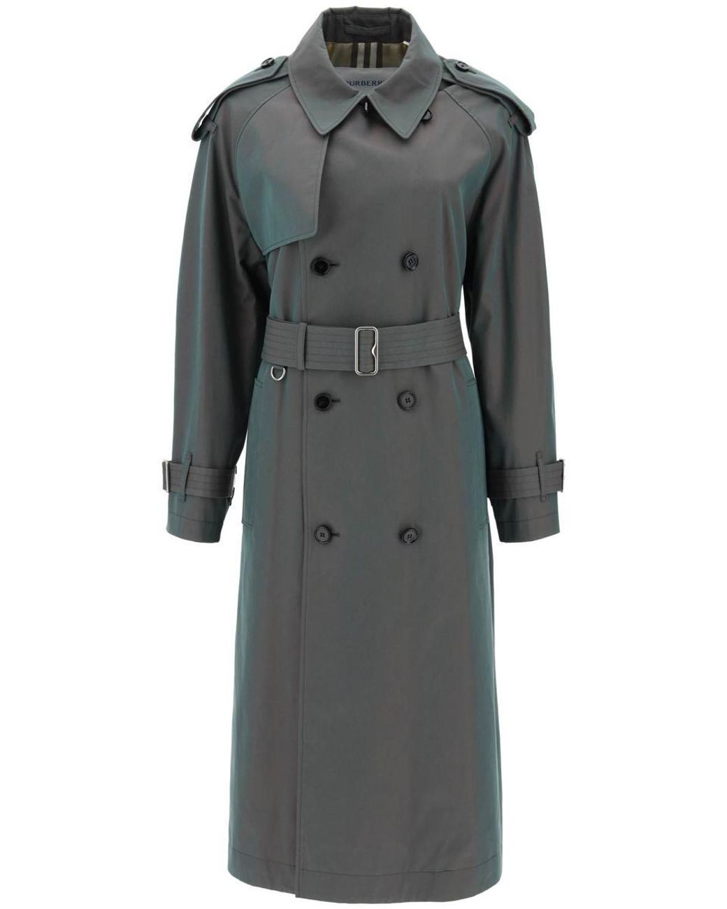 Burberry Long Iridescent Trench in Black | Lyst