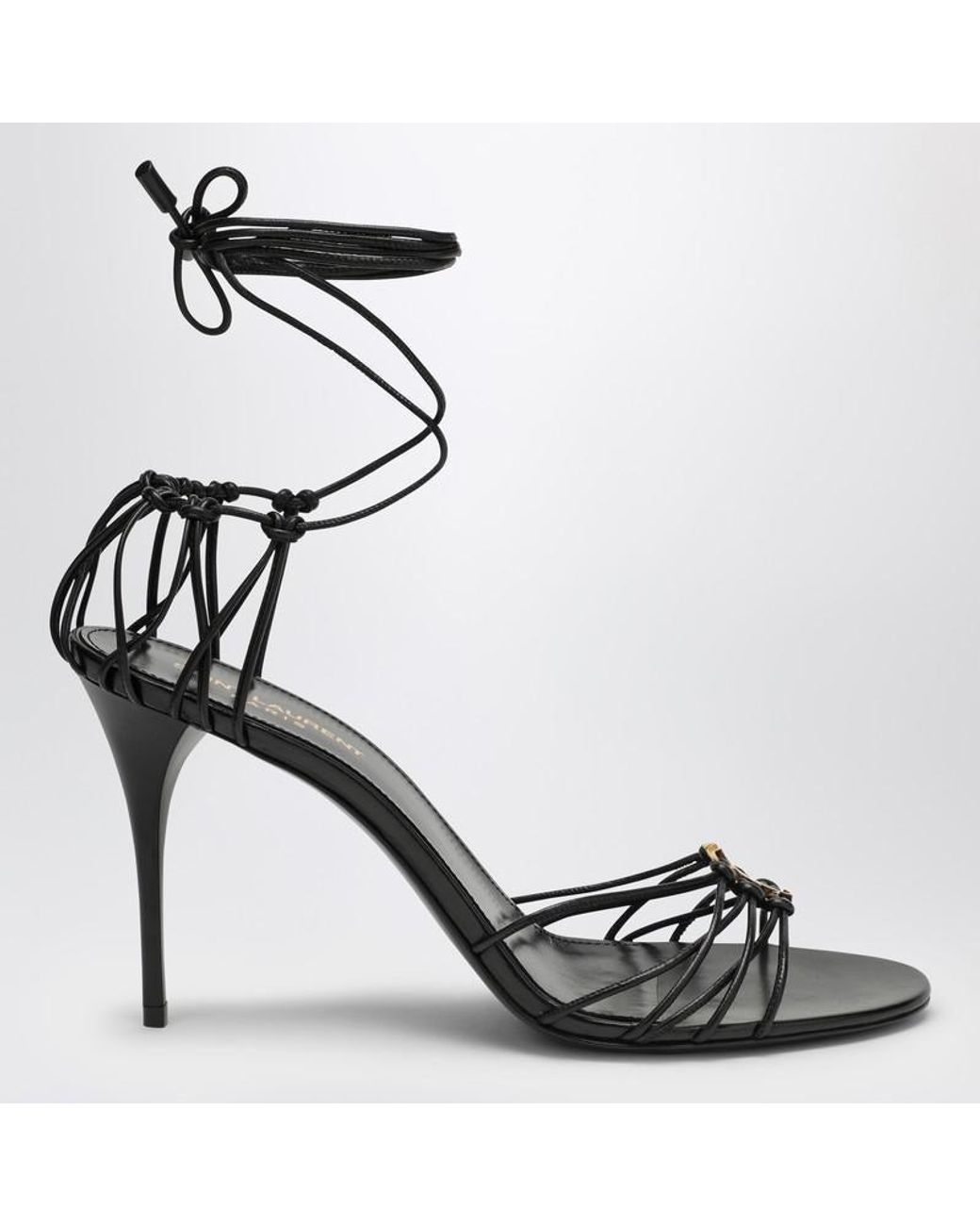 Saint Laurent Babylone Sandal With Laces in Black | Lyst