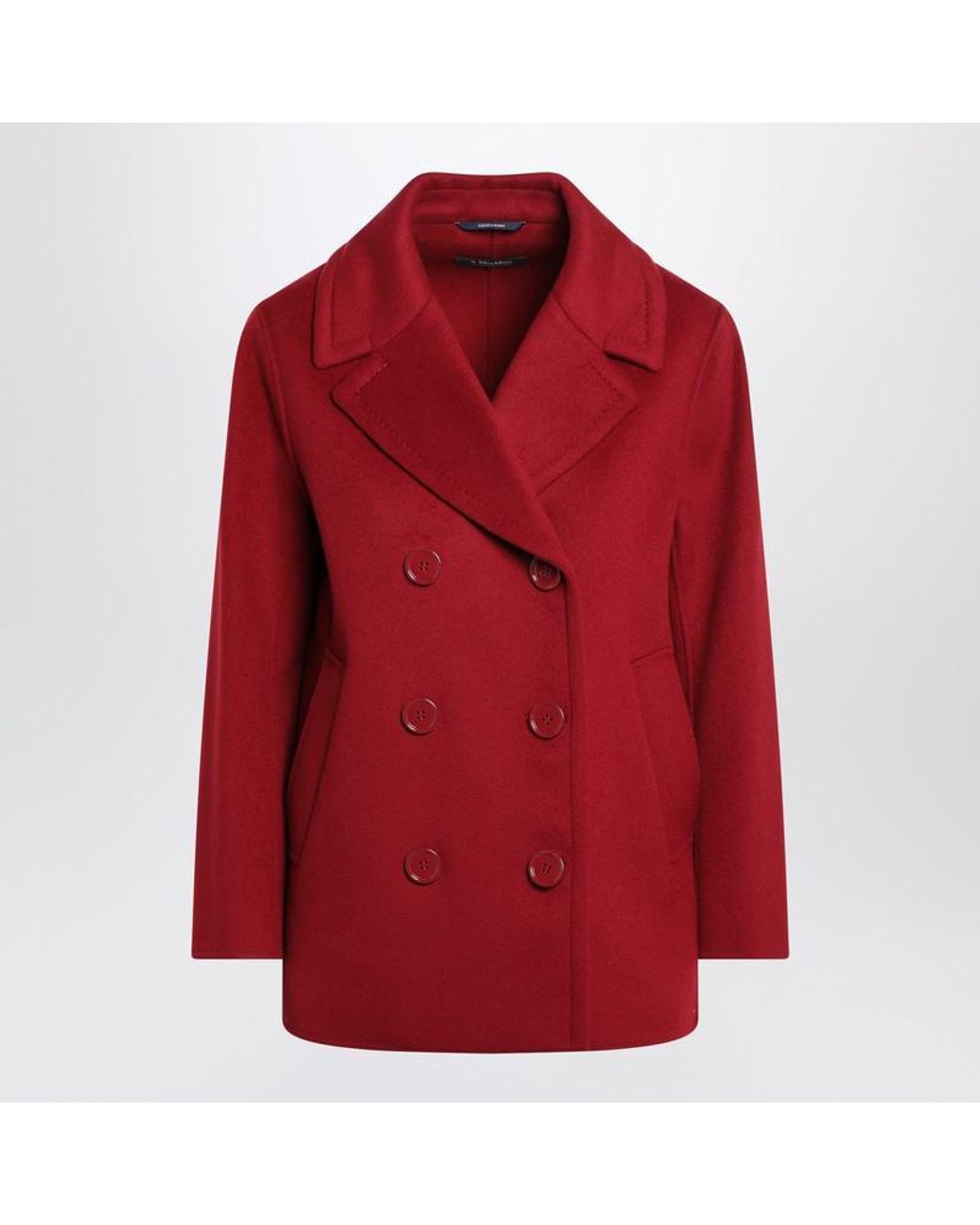 Max Mara Short Burgundy Wool Coat in Red | Lyst