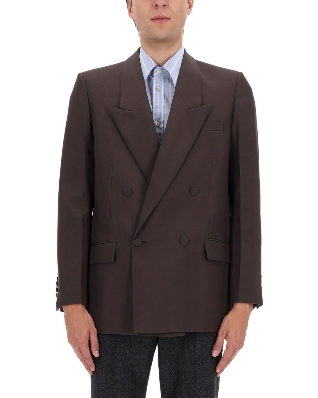 Gucci Double-Breasted Jacket in Brown for Men | Lyst UK
