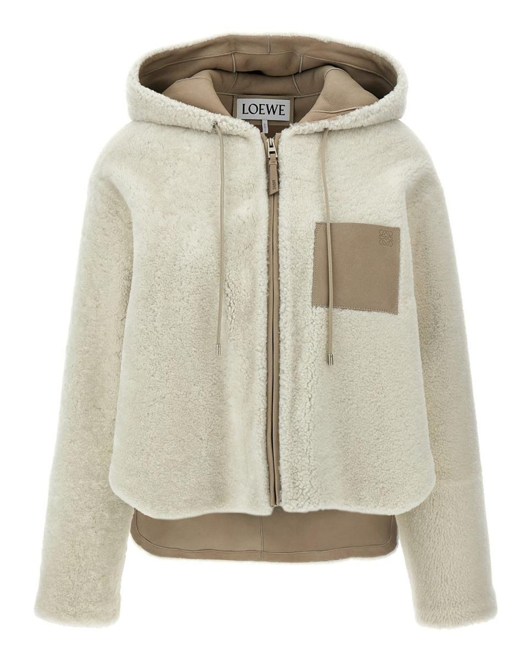 Loewe Sheepskin Hooded Jacket in Natural | Lyst