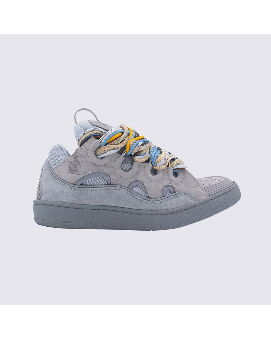 Lanvin Grey Leather Curb Sneakers in Gray for Men | Lyst