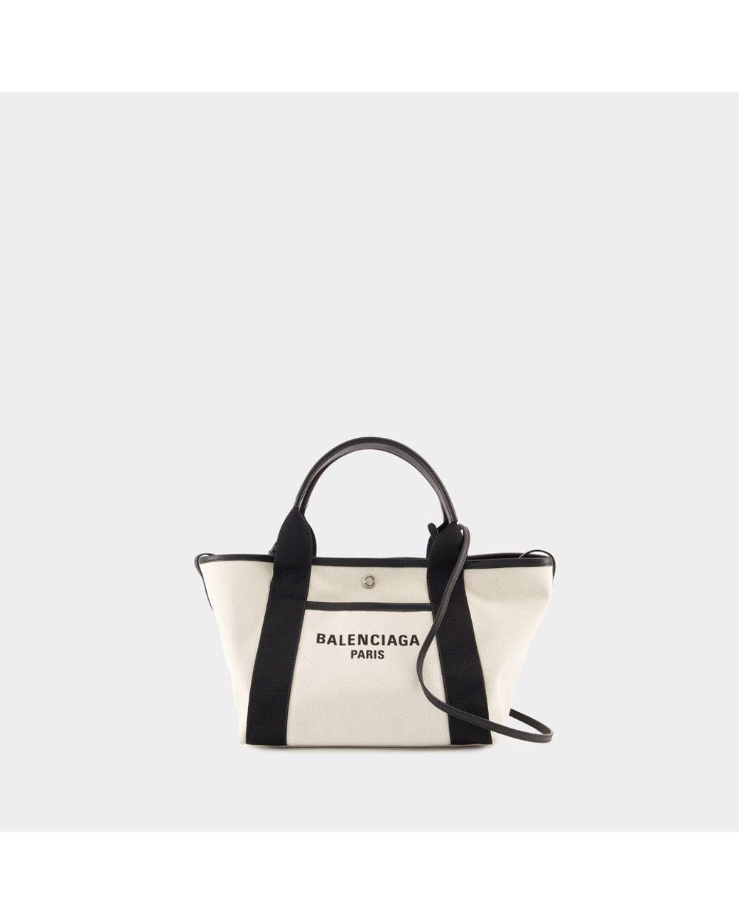 Balenciaga Navy Revamp Small Shopper Bag in White | Lyst