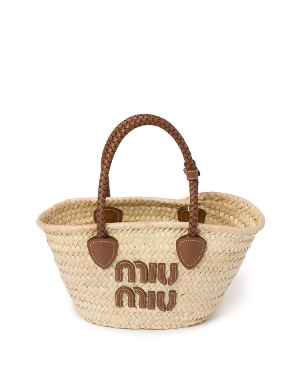 Miu Miu Woven Straw Tote Bag in Metallic | Lyst