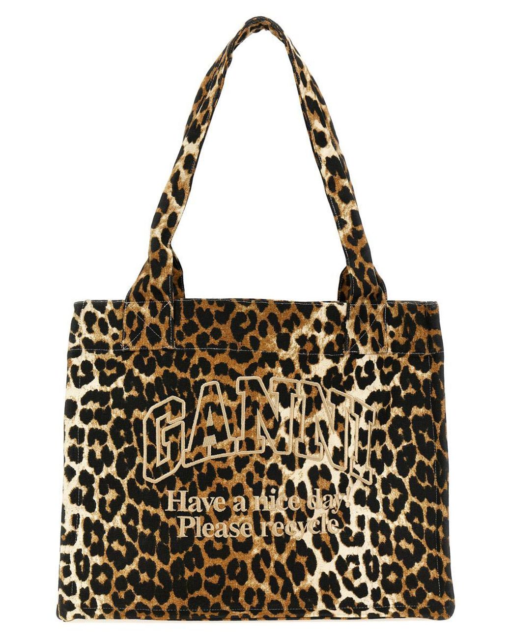 Ganni Shopping Leopard Embroidery Logo in Metallic | Lyst Australia