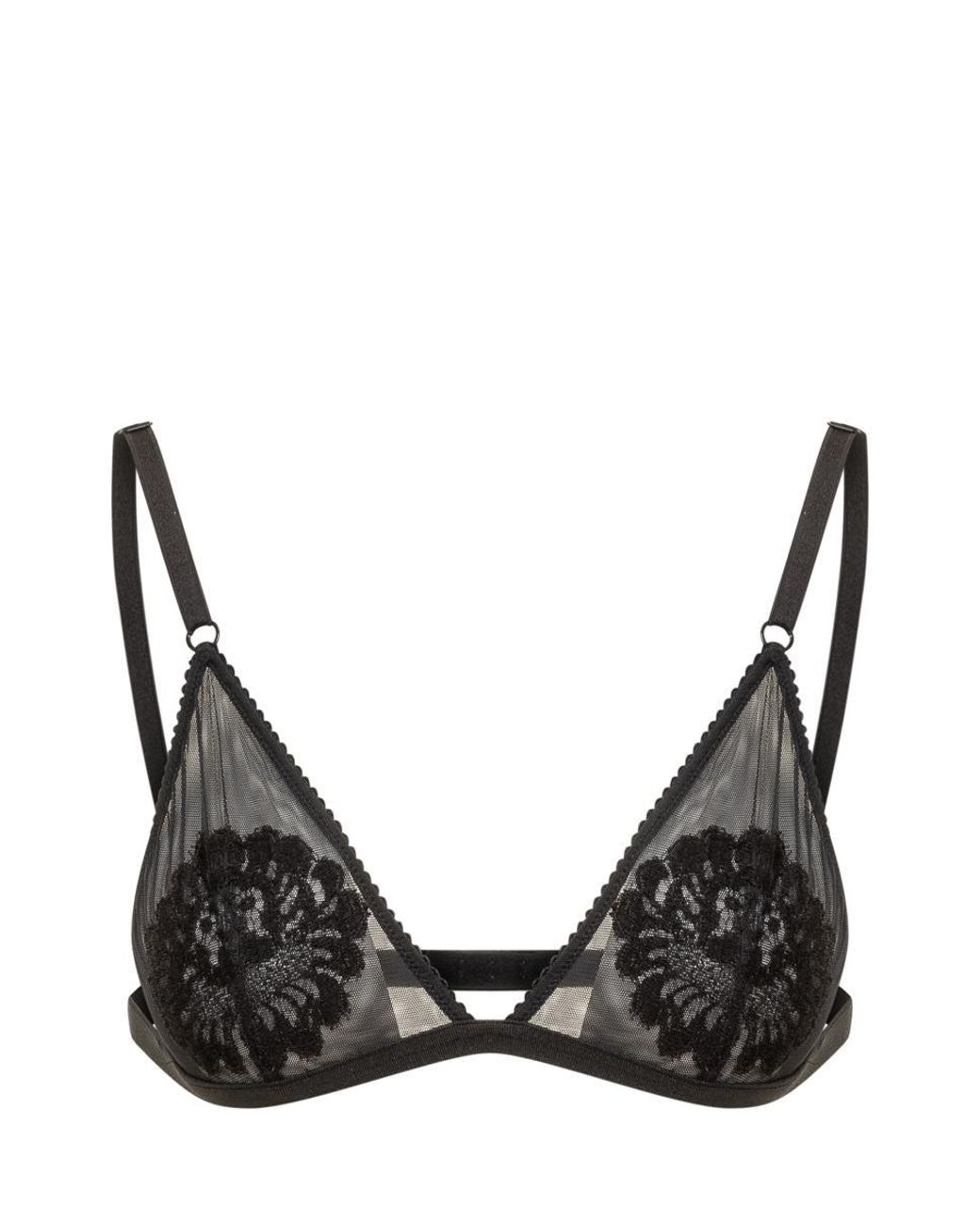 Dolce And Gabbana Tulle Bra With Lace In Black Lyst