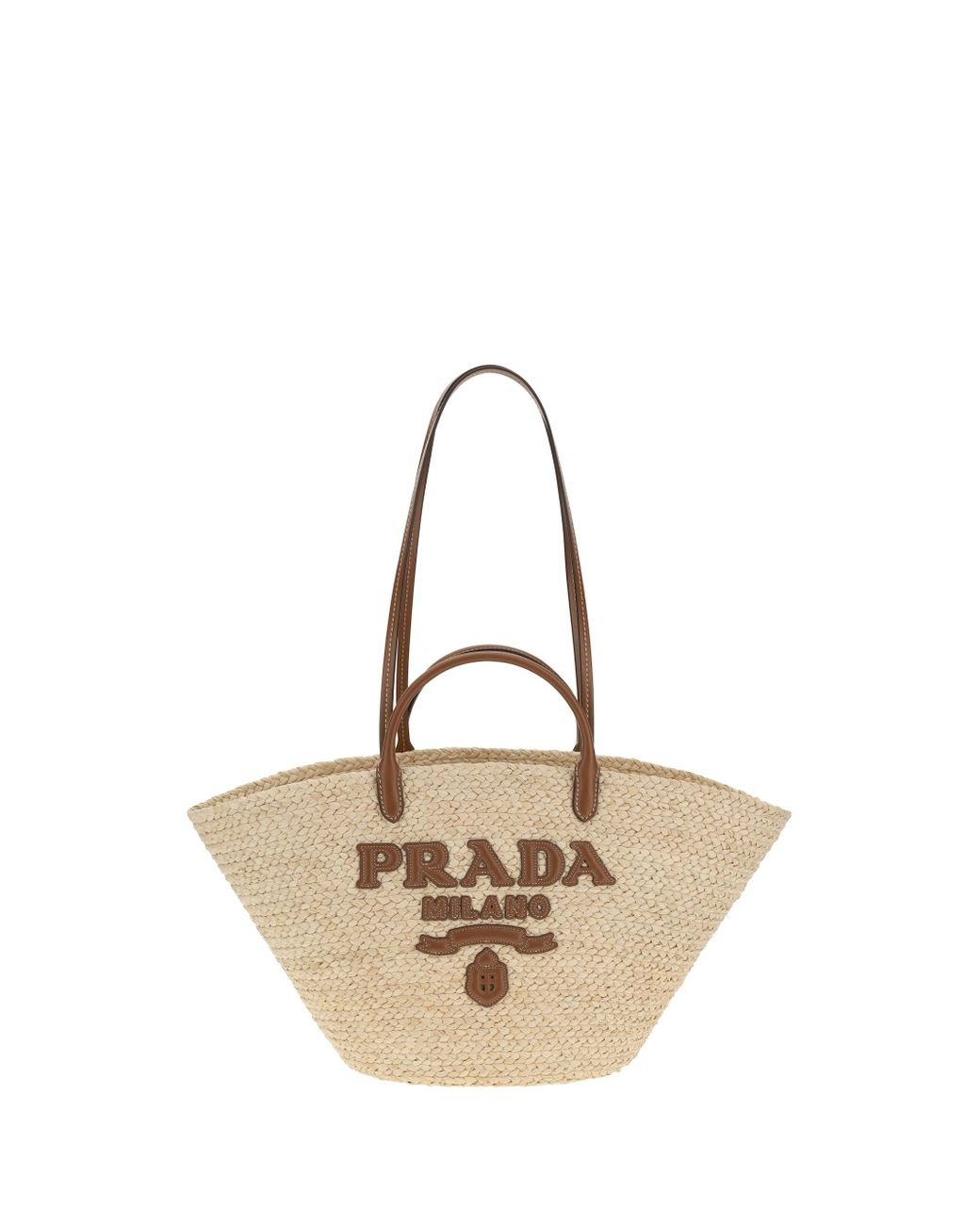 Prada Raffia Tote Bag in Natural | Lyst