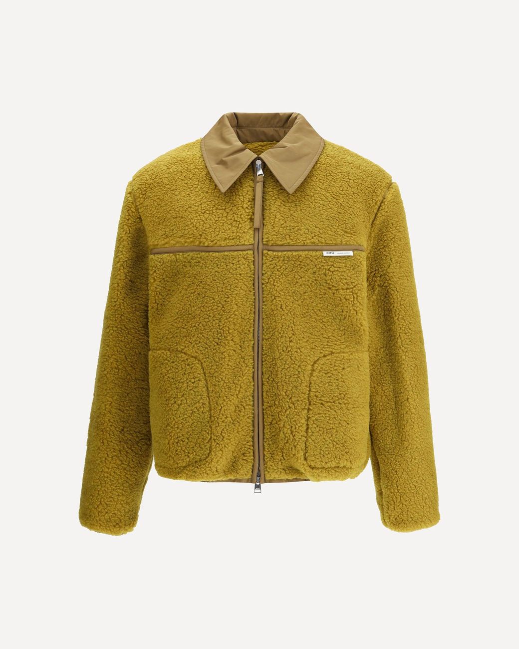 Ami Paris Shearling Bomber Jacket in Yellow for Men | Lyst