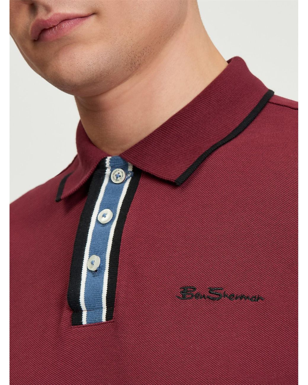 Ben Sherman Placket Interest Polo In Wine in Red for Men | Lyst UK
