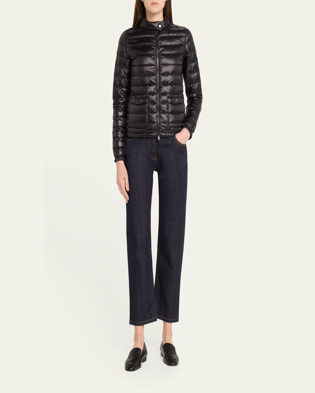 Herno Shiny Nylon Short Down Jacket in Black | Lyst