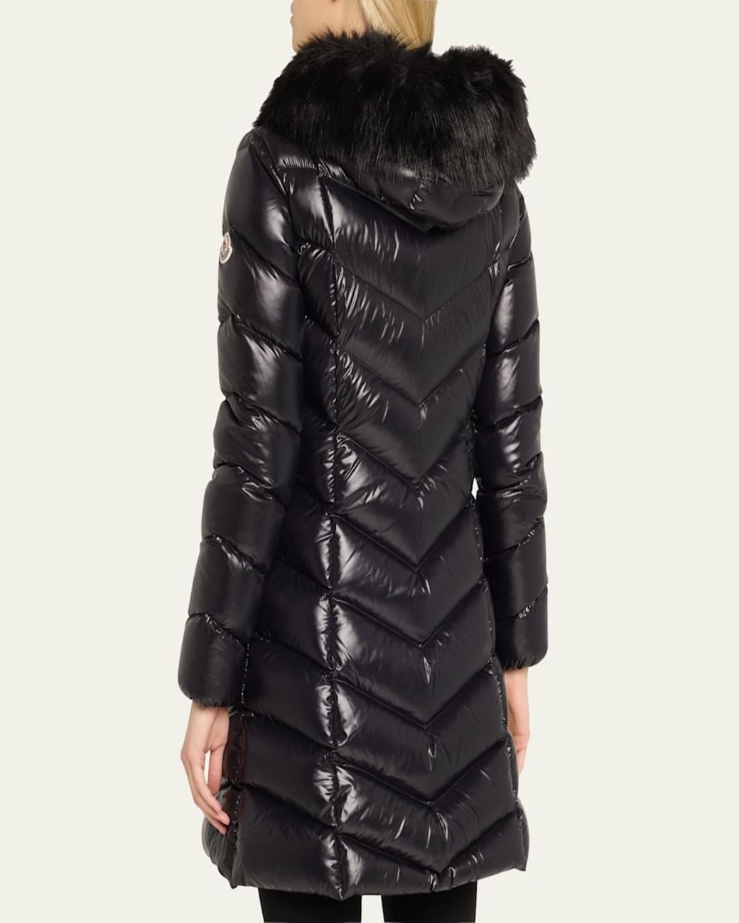 Moncler Fulmarus Faux Fur-Trimmed Hooded Long Down Jacket in Black | Lyst