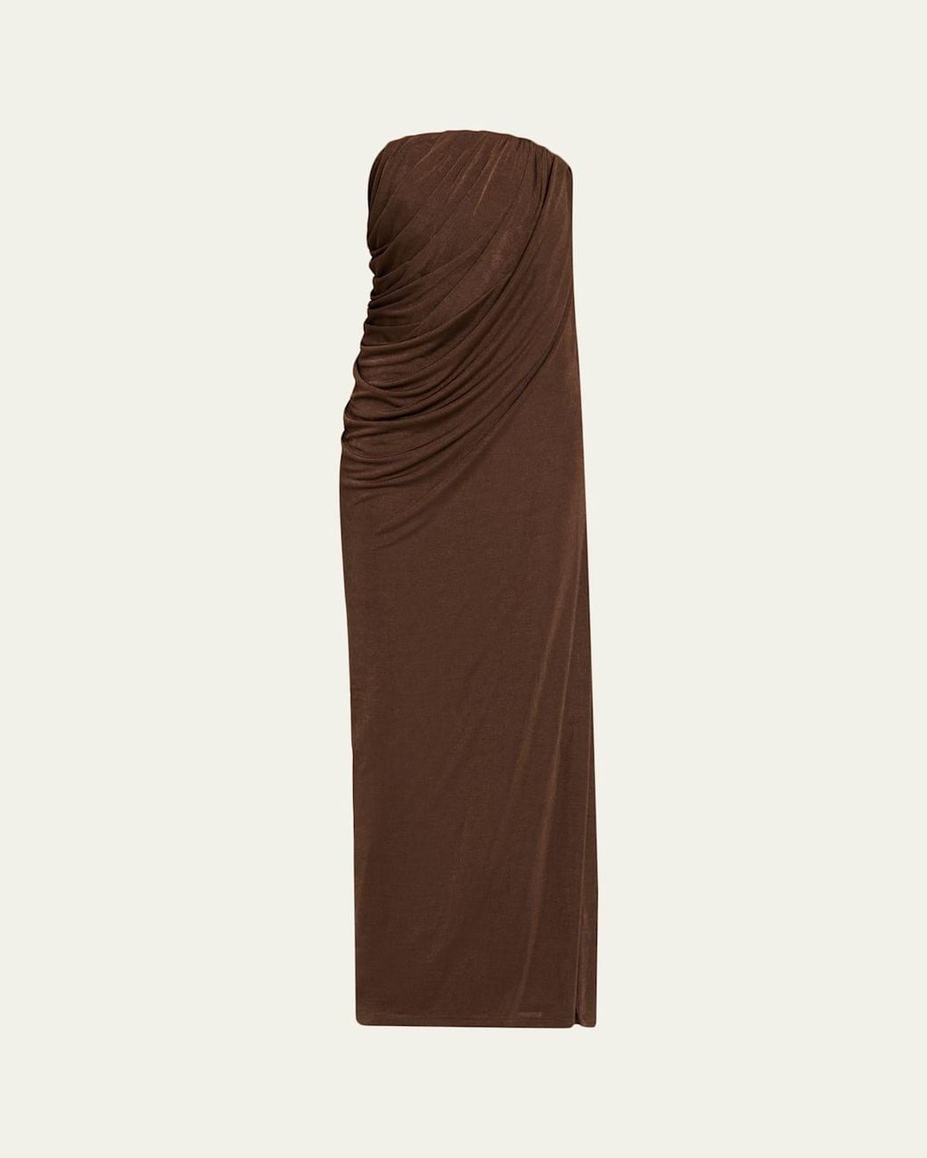Anna Quan Zella Draped Strapless Dress in Brown | Lyst