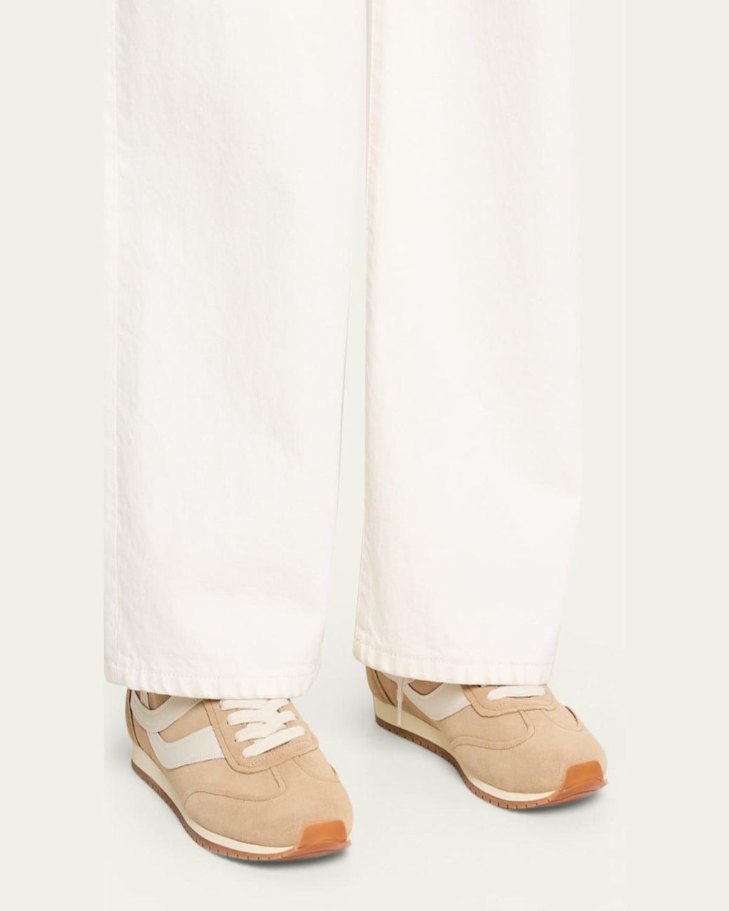 Vince Oasis Mixed Leather Retro Sneakers in Natural | Lyst