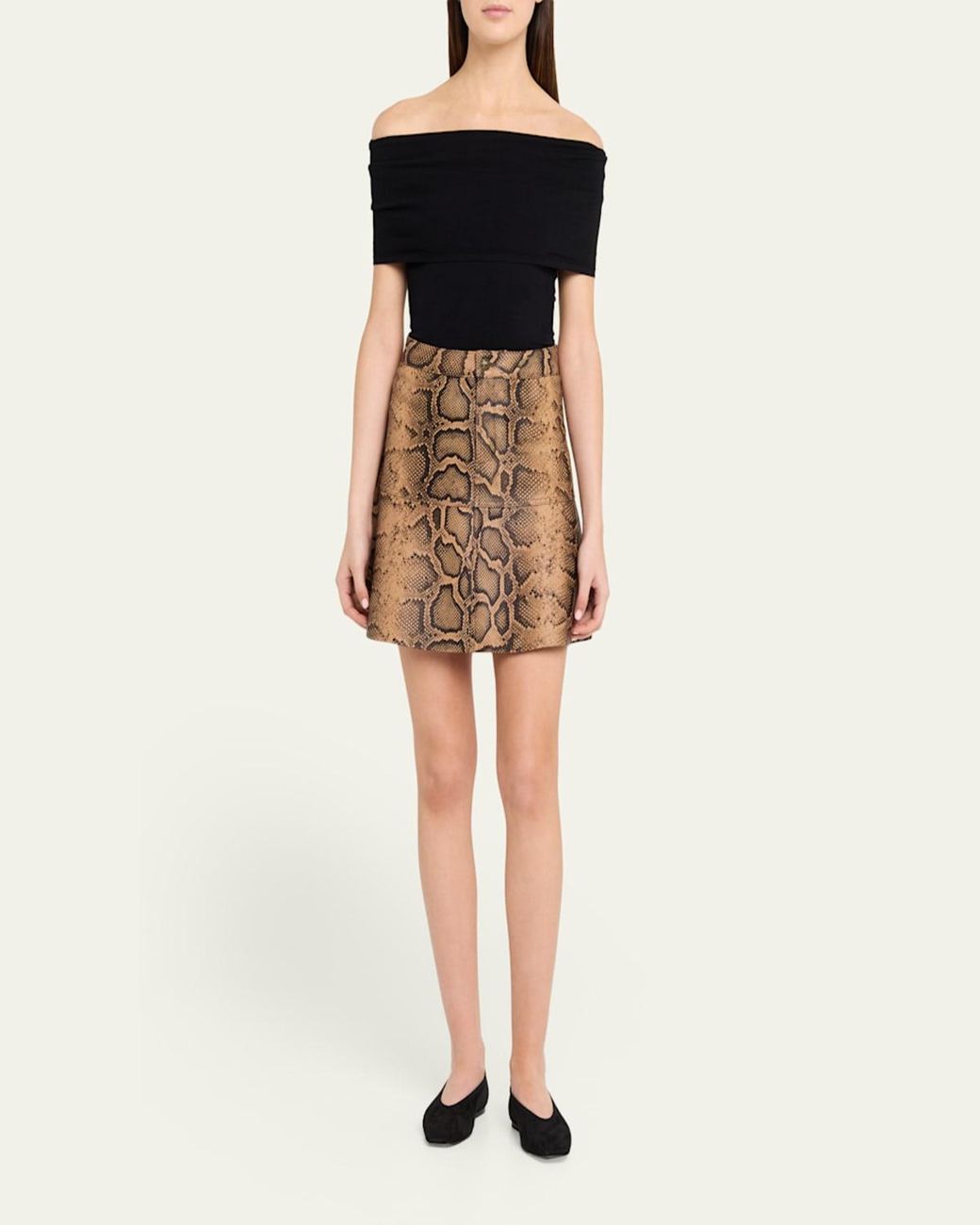 Kobi Halperin Addie Snake Leather A-Line Miniskirt in Natural | Lyst
