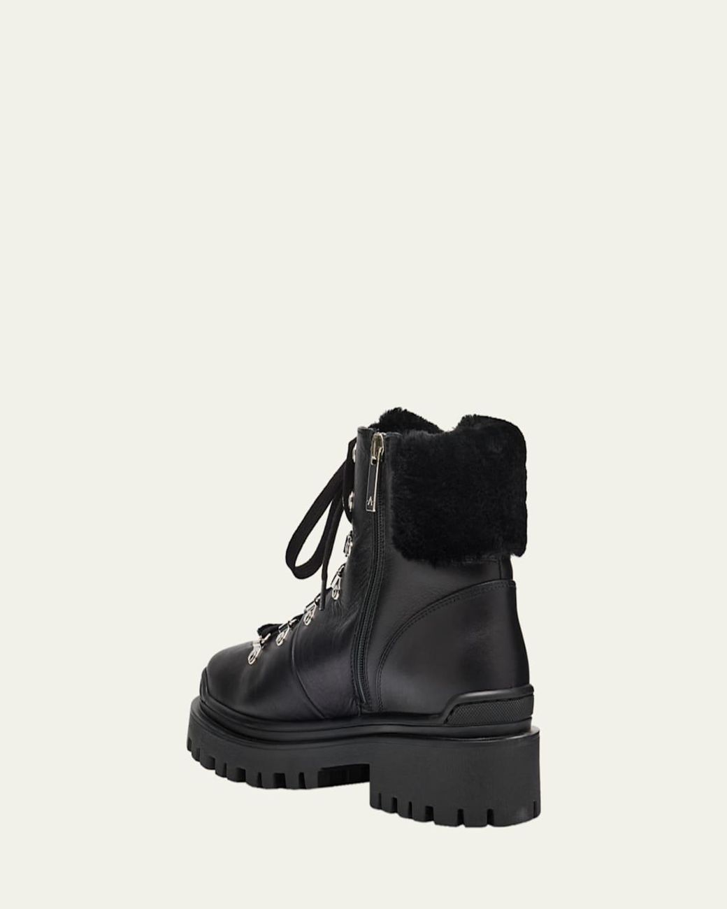 Aquatalia Coralie Leather & Shearling Hiking Boots in Black | Lyst