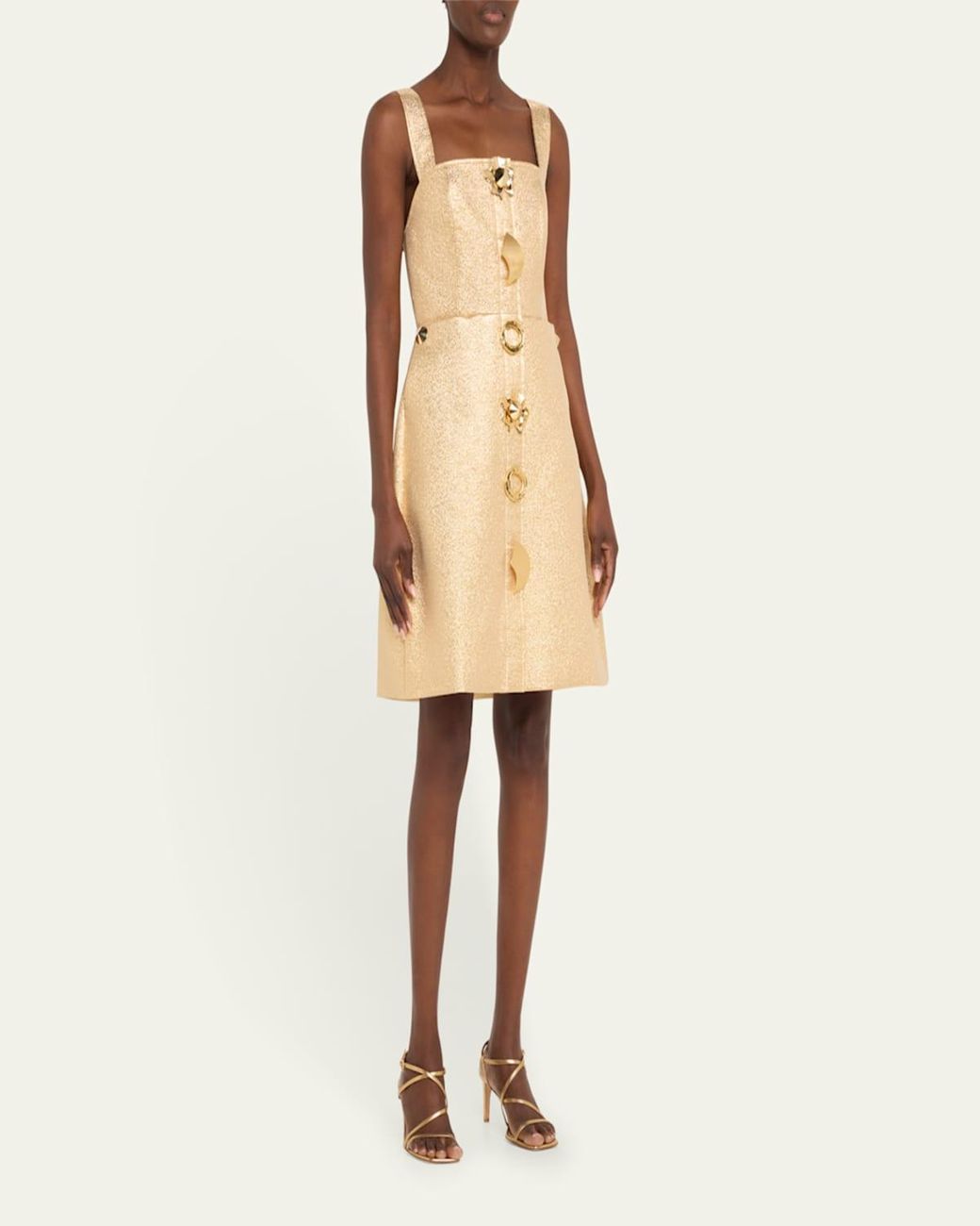 Harbison Quantum Metallic Embellished Mini Dress in Natural | Lyst