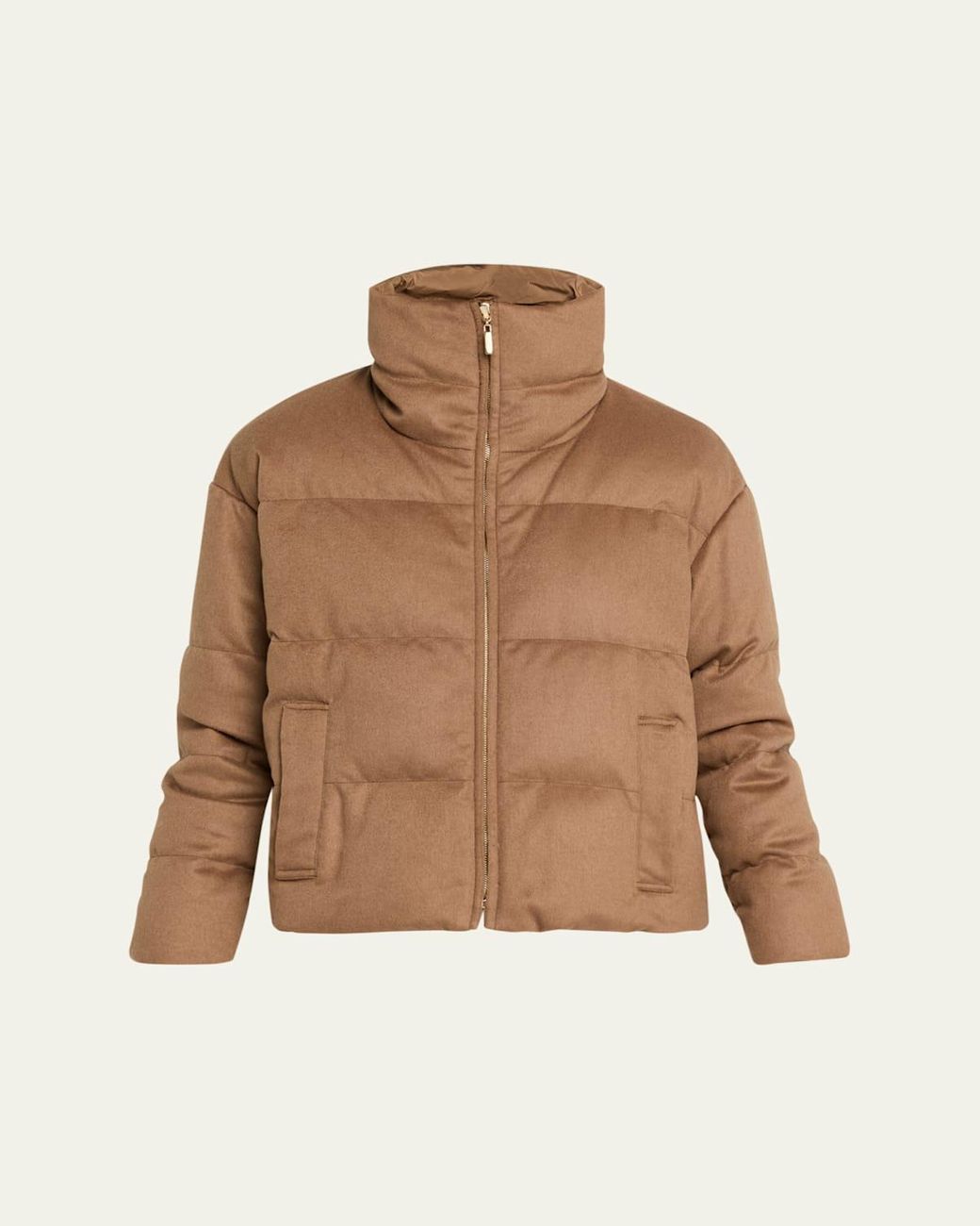 Max Mara Diego Reversible Funnel-Neck Puffer Down Jacket in Natural | Lyst