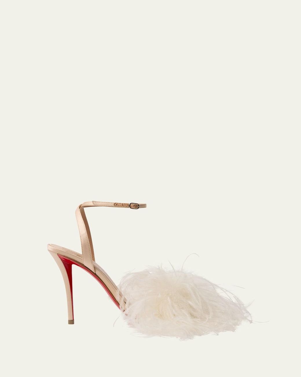 Christian Louboutin 100Mm Miss Z Poupi Silk Feather Pumps in Natural | Lyst