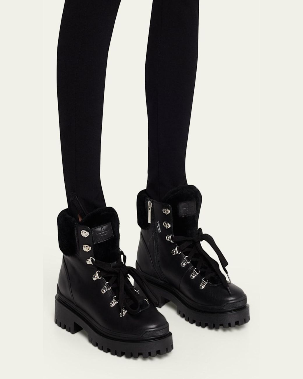 Aquatalia Coralie Leather & Shearling Hiking Boots in Black | Lyst